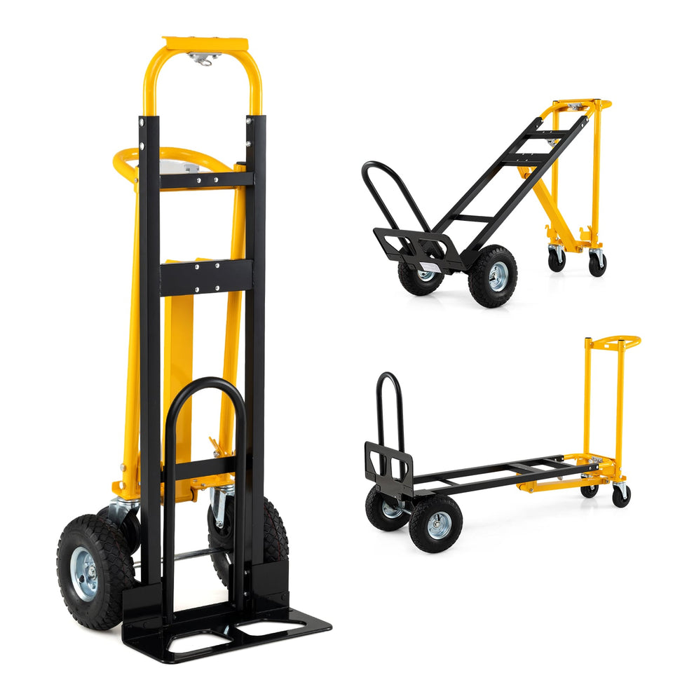 3-in-1 Folding Hand Truck Heavy-Duty Convertible Platform Cart with Ru ...