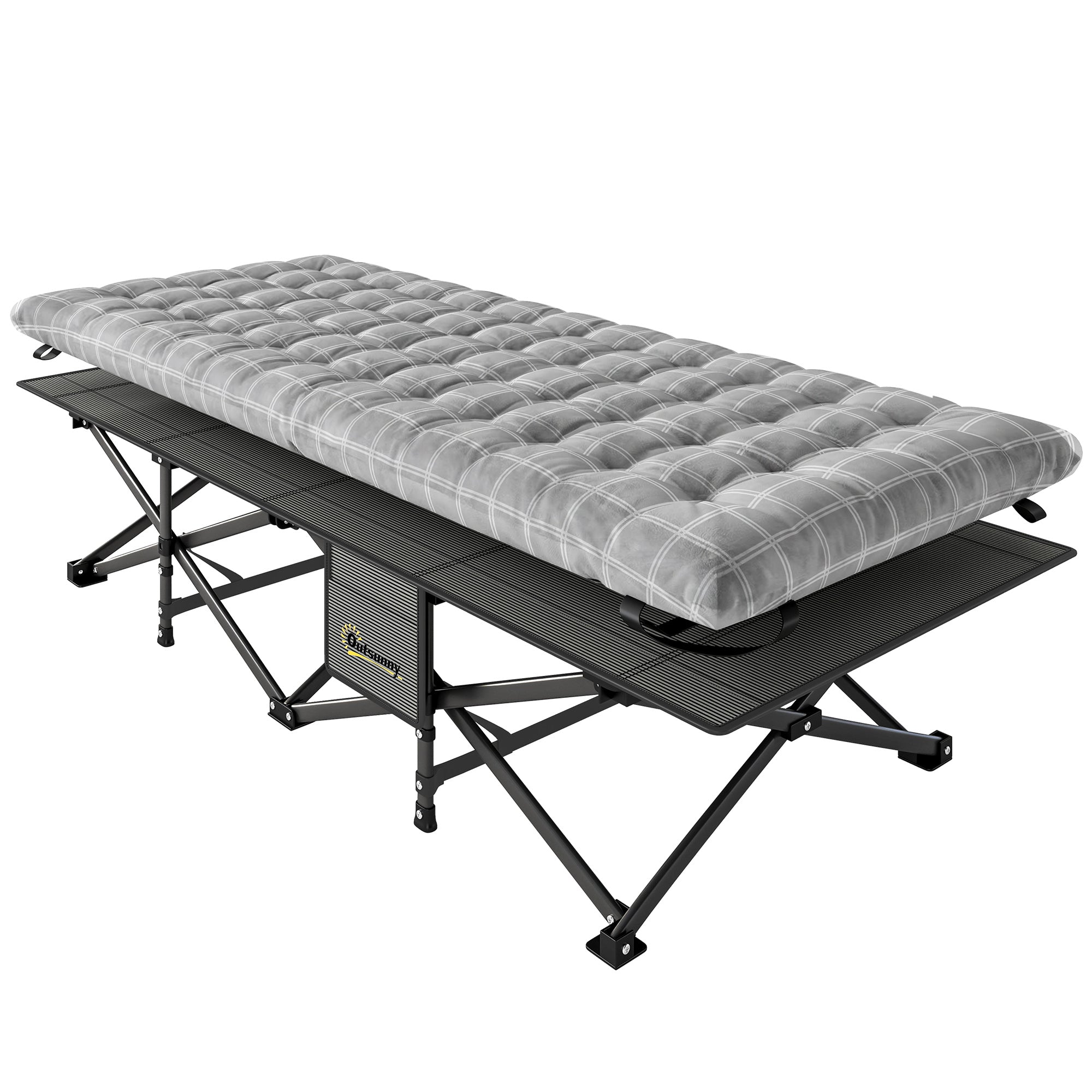 Outsunny Camping Cot with Soft Pad, 80cm Extra Wide Folding Cots with ...