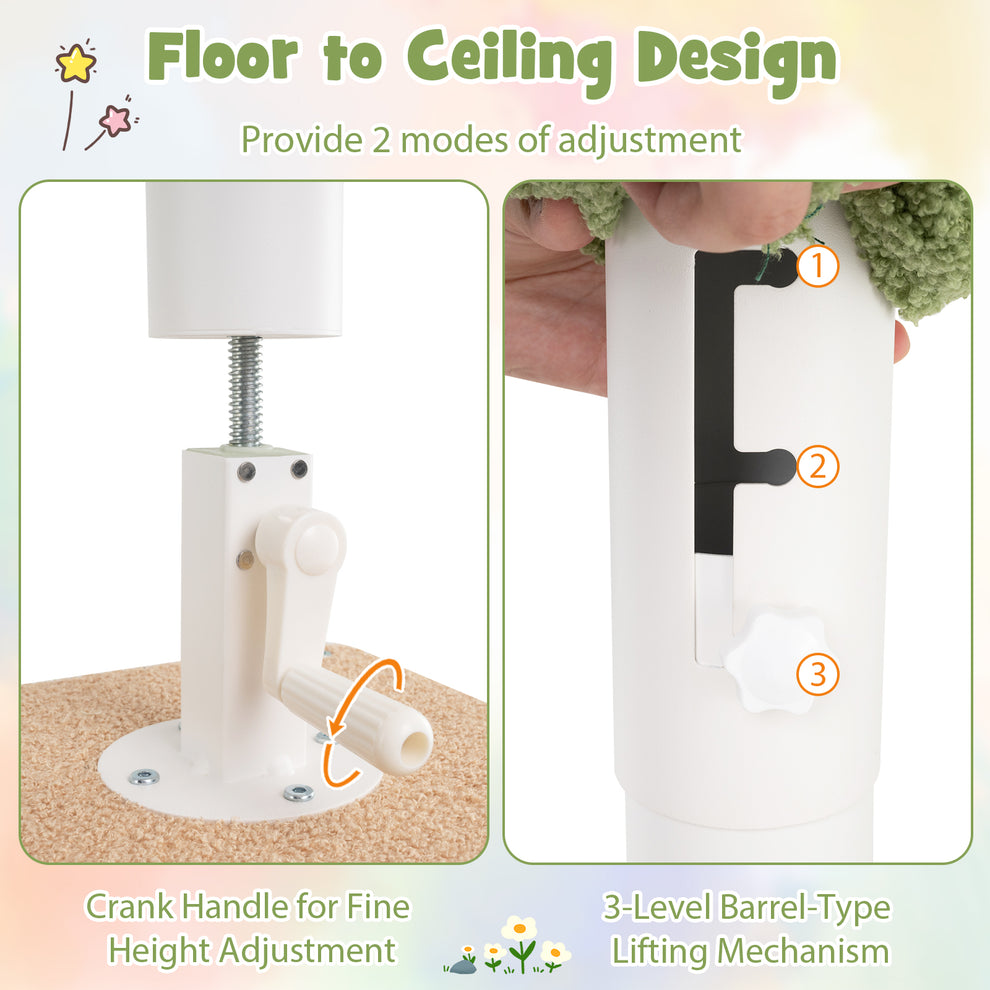 Floor to Ceiling Cat Tree with 218-270 cm Adjustable Height-Green ...