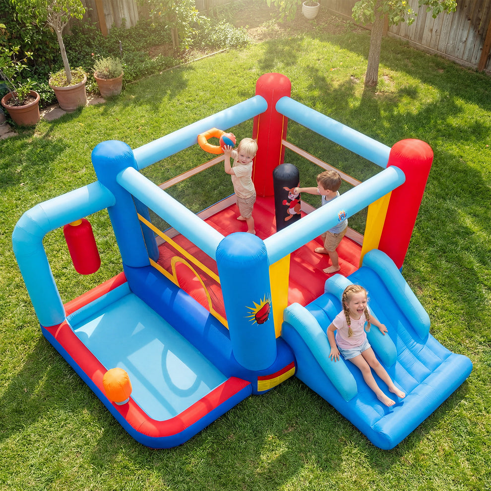 Inflatable Bounce House with Punching Bags and Basketball Rim (with 55 ...