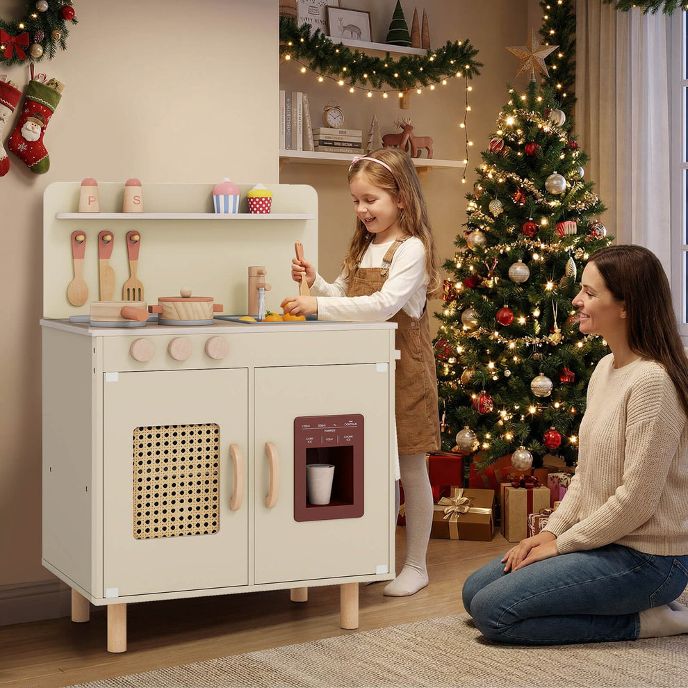 Play Kitchen for Kids with Realistic Ice Maker and Stove Cooking Toy K ...
