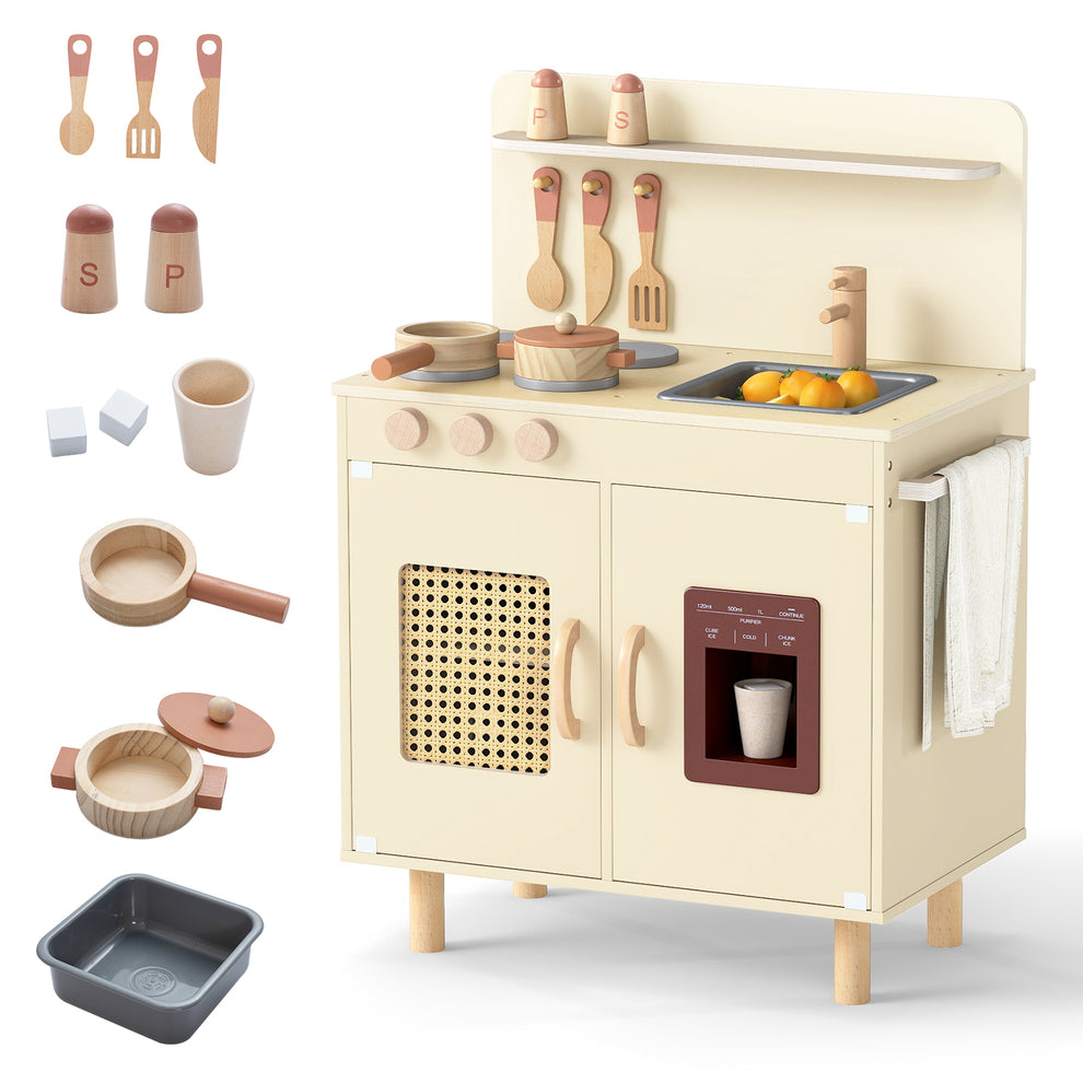 Play Kitchen for Kids with Realistic Ice Maker and Stove Cooking Toy K ...
