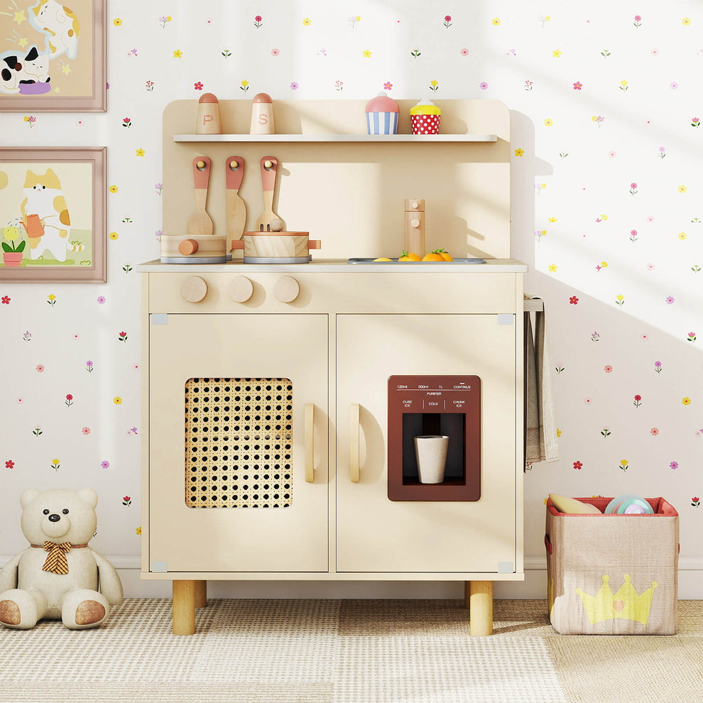 Play Kitchen for Kids with Realistic Ice Maker and Stove Cooking Toy K ...