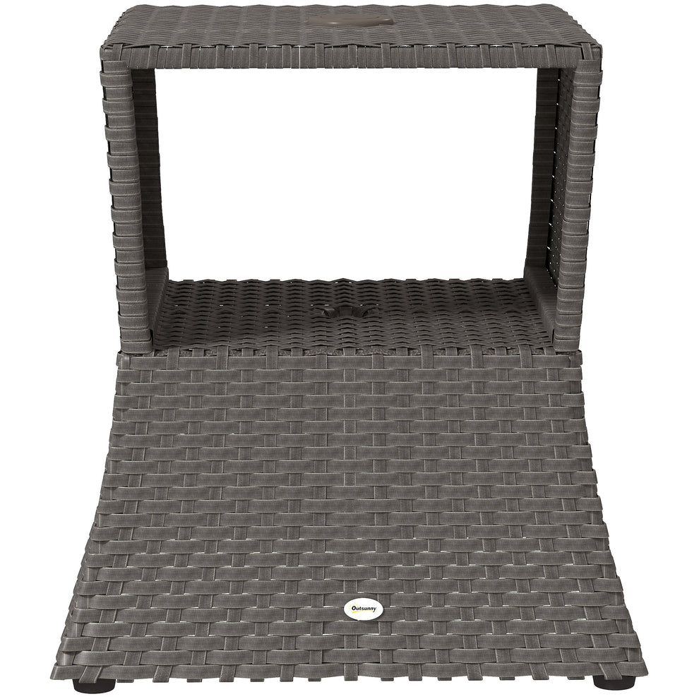 Outsunny Rattan Outdoor Coffee Table, Wicker Garden Patio Bistro Side ...