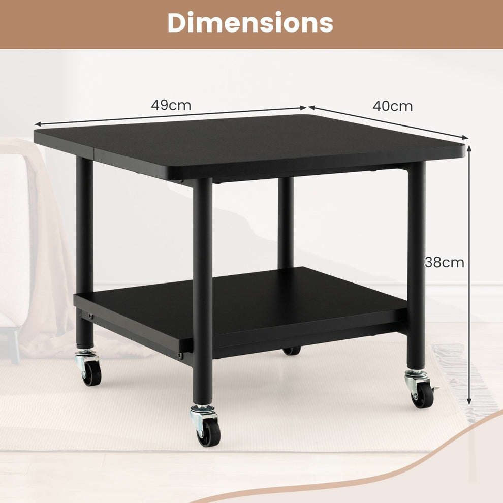 2 Tier Wooden Printer Stand with 360° Swivel Casters-Black – Furniture Wave